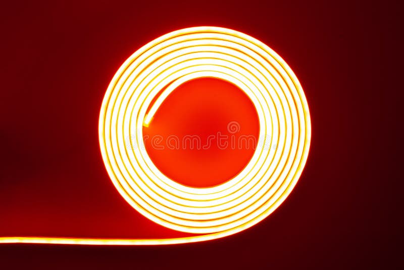 Orange LED Neon Light Strip Isolated on White Background Stock Photo ...