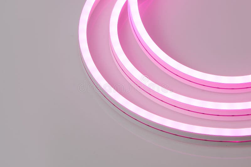 Flexible Pink Led Neon Decor Light Glowing on Dark Background Stock ...