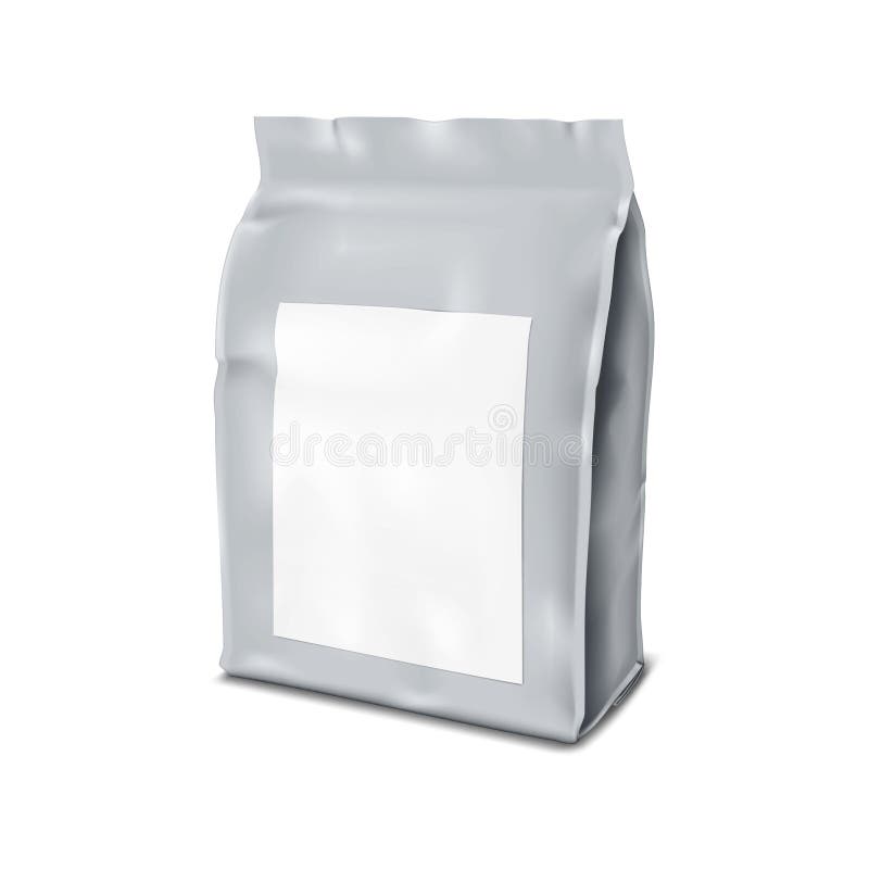 Flexible Plastic Bag Package with White Empty Label Vector Mock-up Set ...