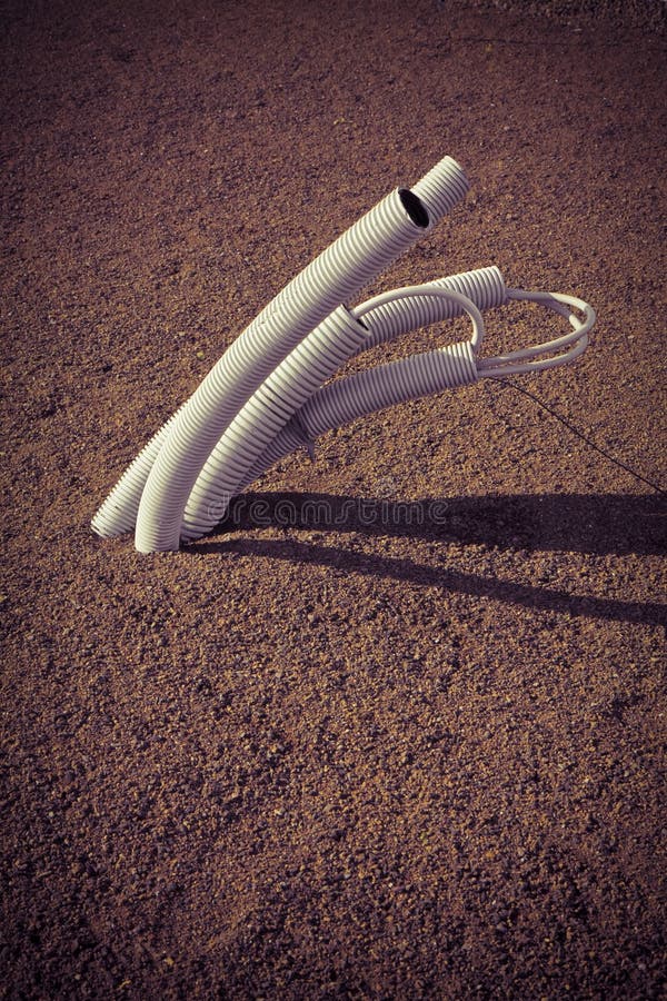 Flexible Plastic Pipeline with Electric Cable Coming Out from the ...