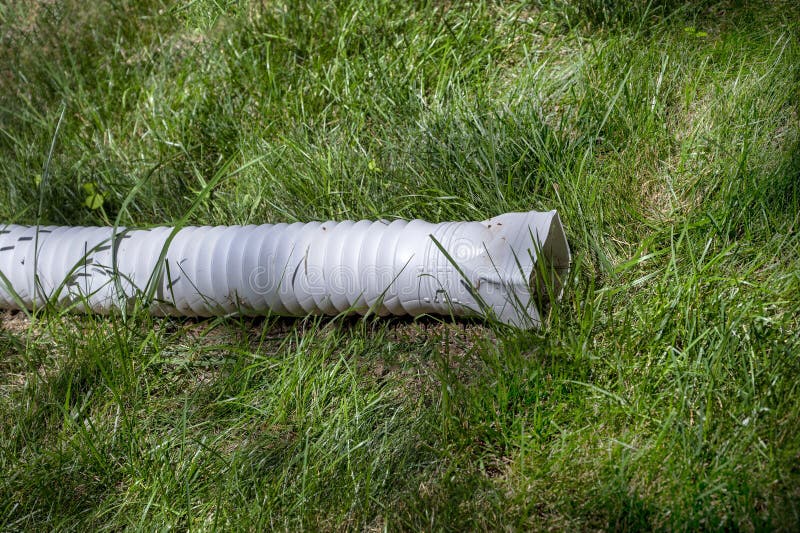 Flexible Rain Gutter Extension. Dirty Gutter Downspout Stock Image ...