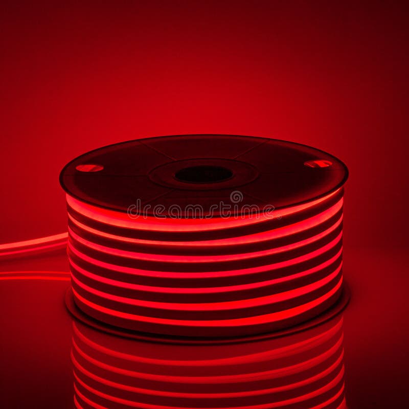 Flexible Red Glowing LED Neon Strip on Black Background Stock Photo ...