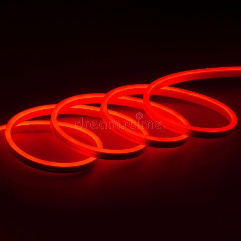 Flexible Red Led Neon Decor Christmas Light on Black Backgroung Stock ...