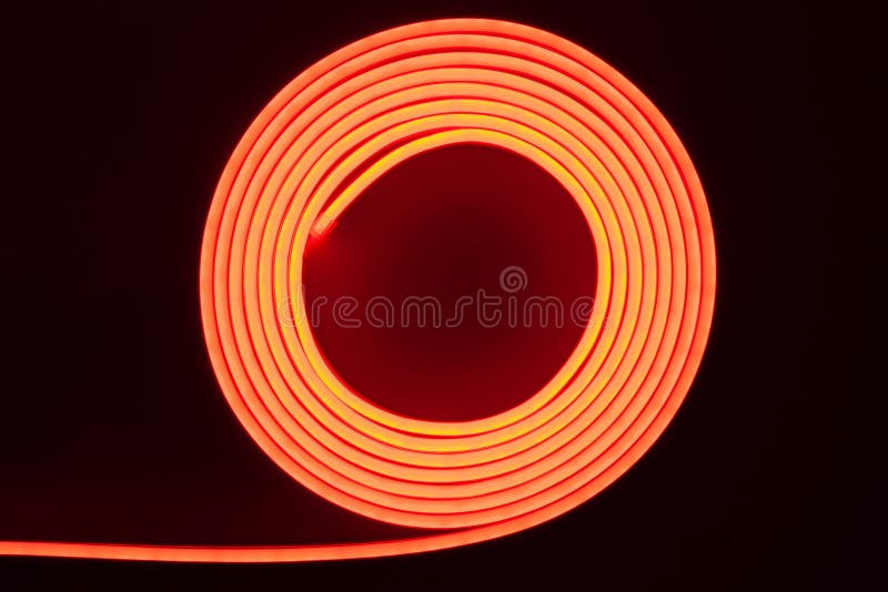 Flexible Red LED Neon Strip on Black Background Stock Photo - Image of ...
