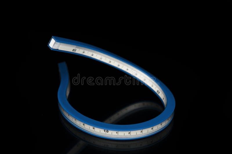 Flexible Ruler on a Black Background Stock Image - Image of length ...