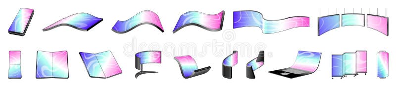 Flexible Screen Icons Set Cartoon Vector. Computer Element Stock Vector ...