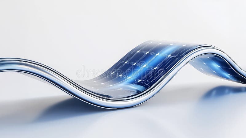 A Flexible Solar Panel is Bending Gracefully on a Clean White Surface ...