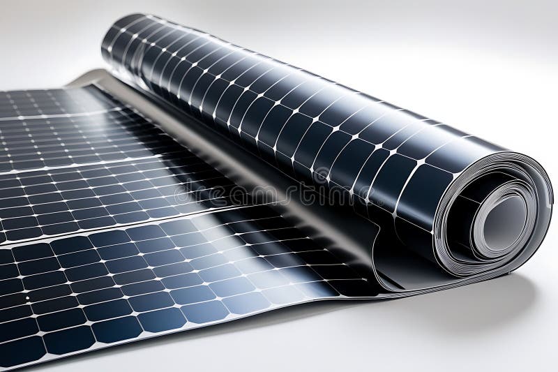 Rolled Solar Panel Sheet on a White Surface View Stock Illustration ...