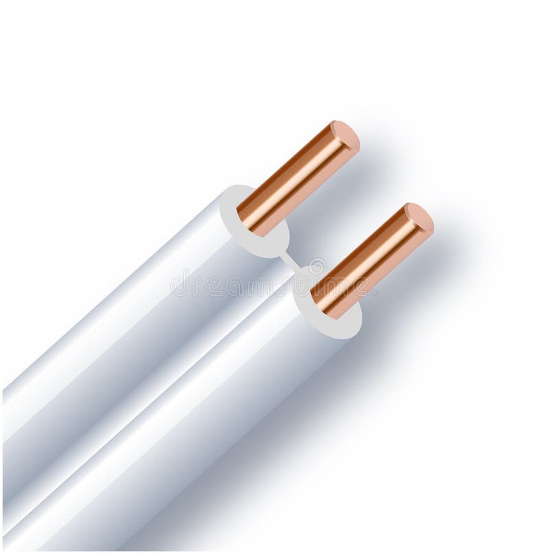 Flexible Two-wire Electrical Copper Cable Isolated on White Background ...
