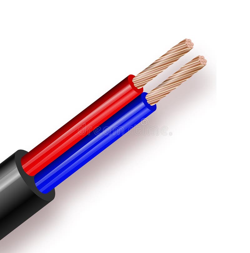 Flexible Two-wire Electrical Copper Cable Isolated on White Background ...