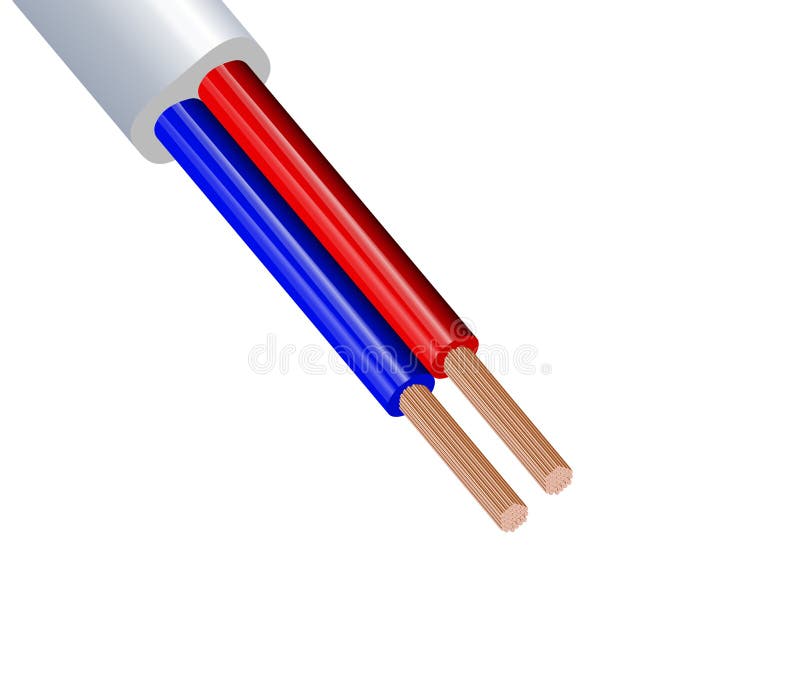 Flexible Two-wire Electrical Copper Cable Isolated on White Background ...