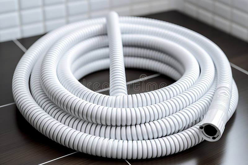 Flexible White Conduit Laid on a Dark Tiled Surface Ready for ...