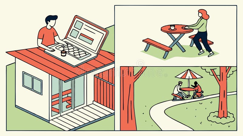 Flexible Work Options, Remote and Outdoor Work, Vector Design Generative AI Stock Vector ...