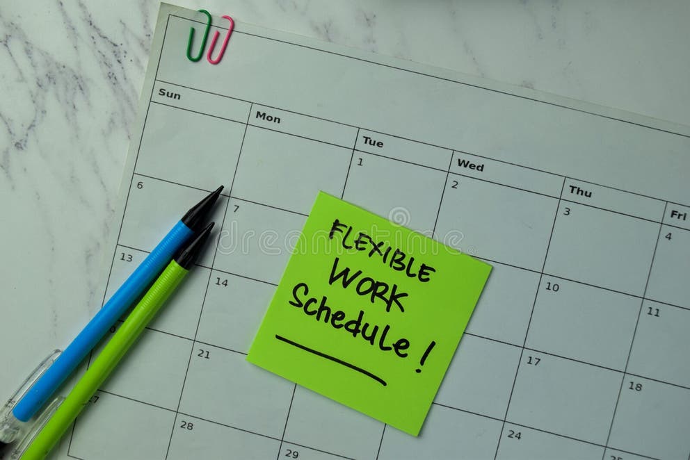 Flexible Work Schedule Write on Sticky Notes Isolated on Office Desk ...