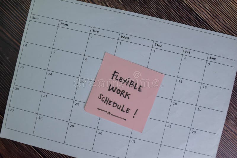 Flexible Work Schedule Write on Sticky Notes Isolated on Wooden Table ...