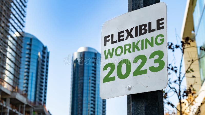 Flexible Working 2023 Worn Sign in Downtown City Setting Stock Image ...