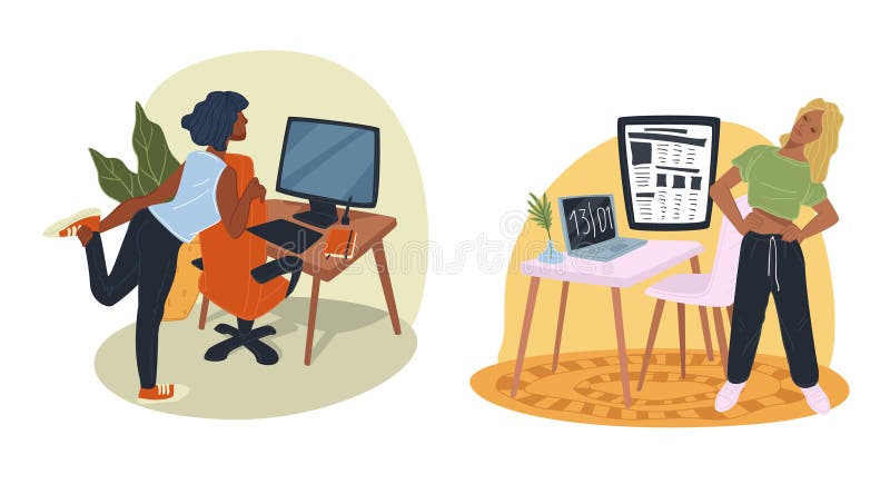 Flexible Workplace Healthy Lifestyle Stock Vector - Illustration of ...