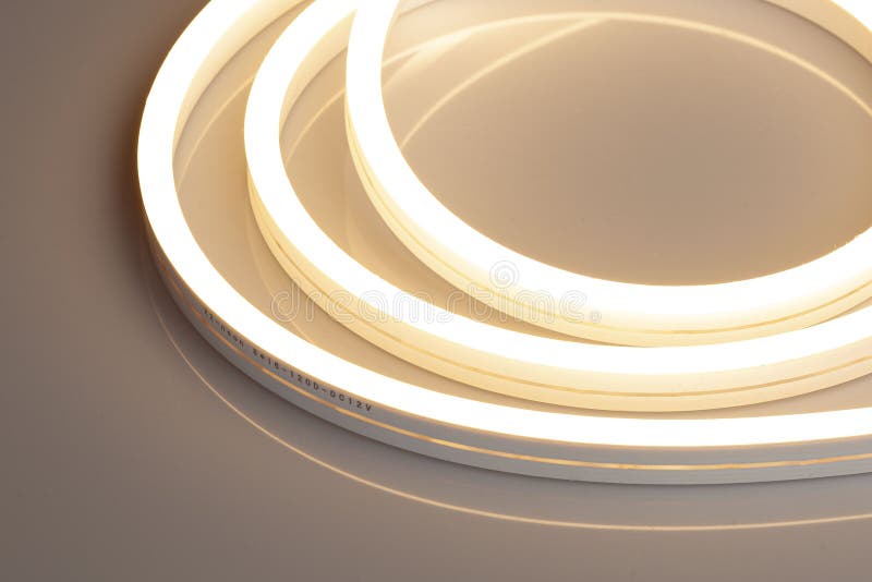 Flexible Yellow Led Neon Decor Christmas Light on Black Backgroung ...