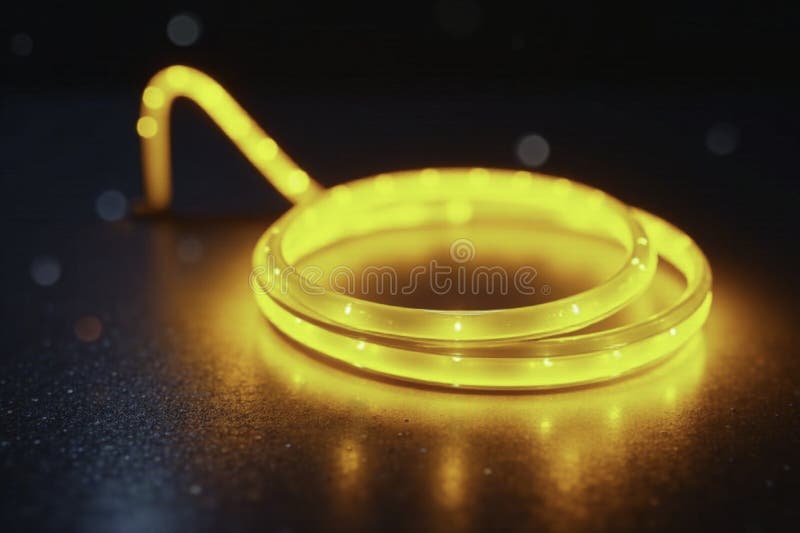 Flexible Yellow Neon Christmas Lights Wrapping Around Objects, Curved ...