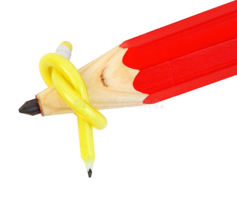 Flexible Yellow Pencil and Big Red Pencil Stock Image - Image of ...