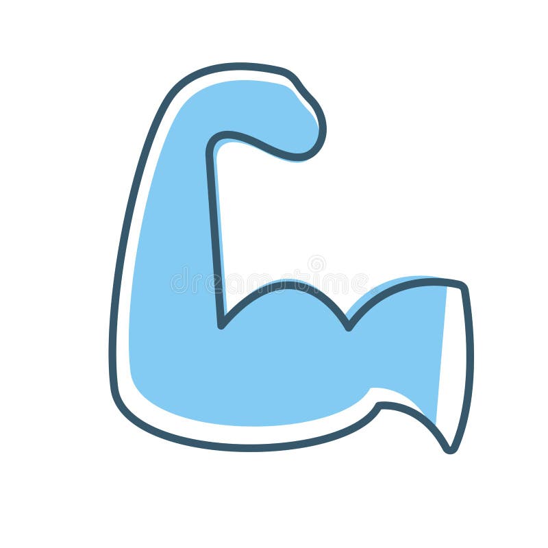 Flexing Bicep with a Blue Color Stock Illustration - Illustration of ...