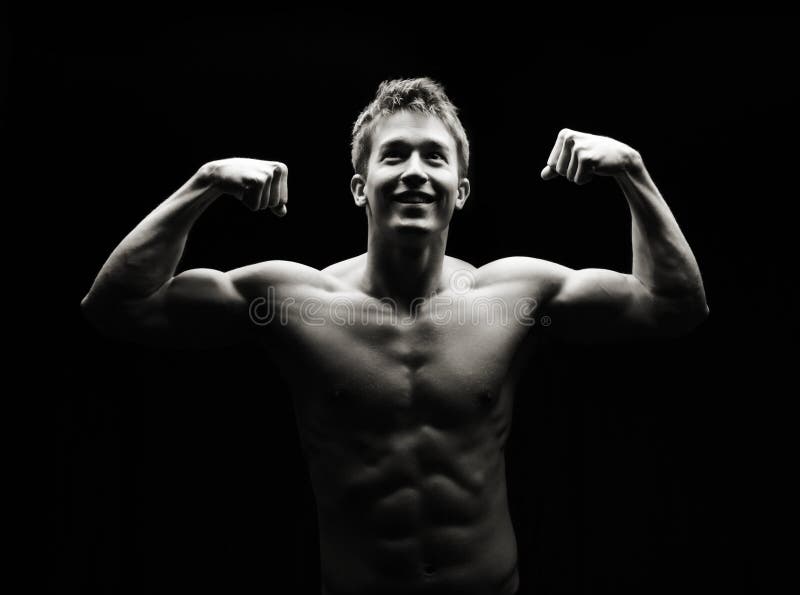 Strong fitness man flexing stock photo. Image of muscle - 32165036