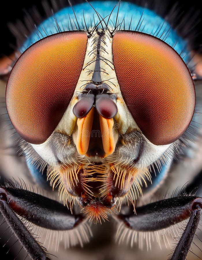 Fleyes. Extreme Macro of the Face of an Ordinary Fly Stock Illustration ...