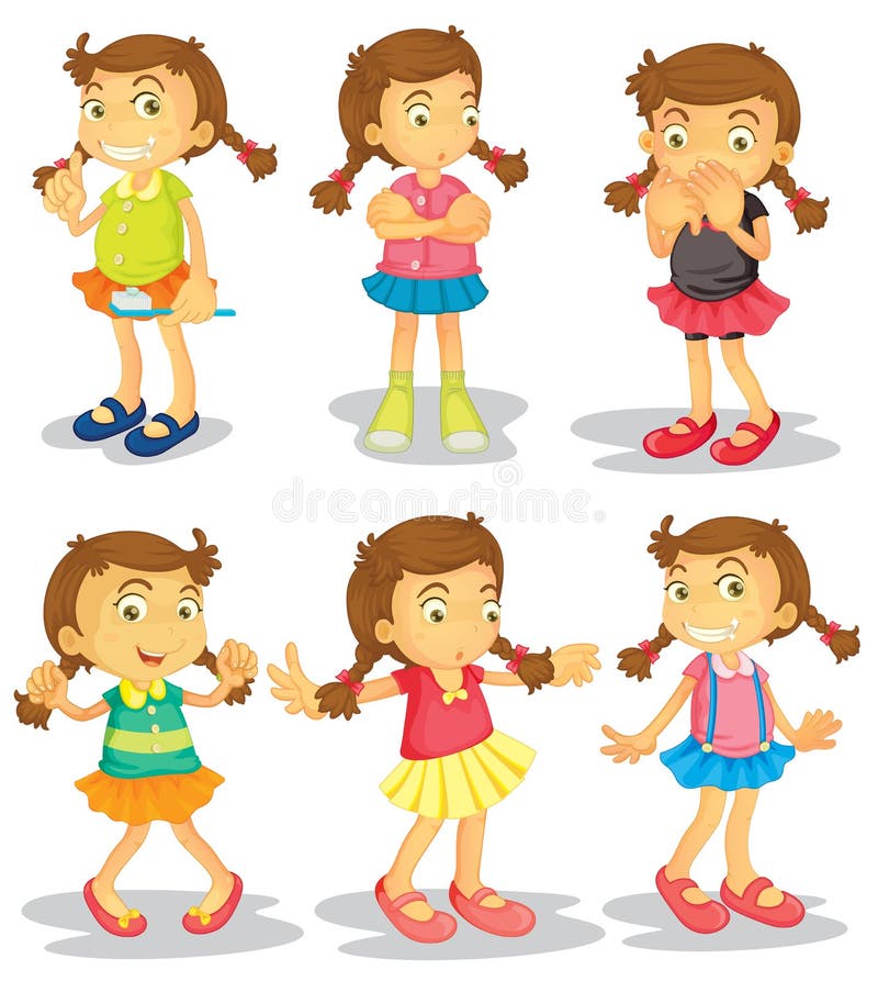 Flicka Och Olika Typer Av Grafer Vektor Illustrationer - Illustration ...