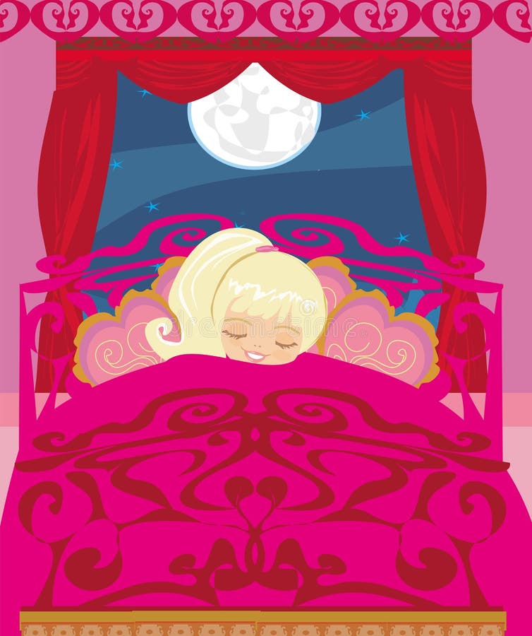 Flicka Som Sover I Hans Sovrum Vektor Illustrationer - Illustration av ...