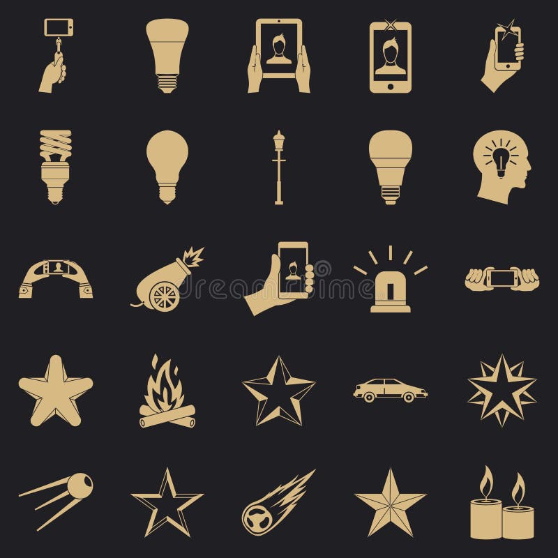 Flicker Icons Set, Simple Style Stock Vector - Illustration of ...