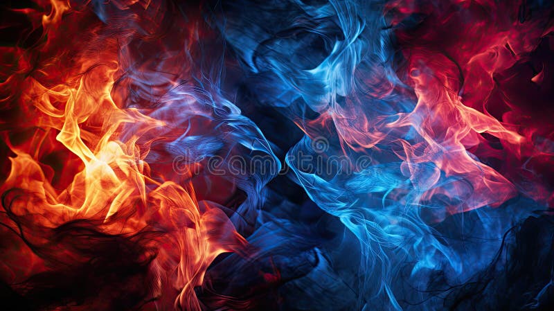 Flickering Blue and Red Fire Stock Illustration - Illustration of ...