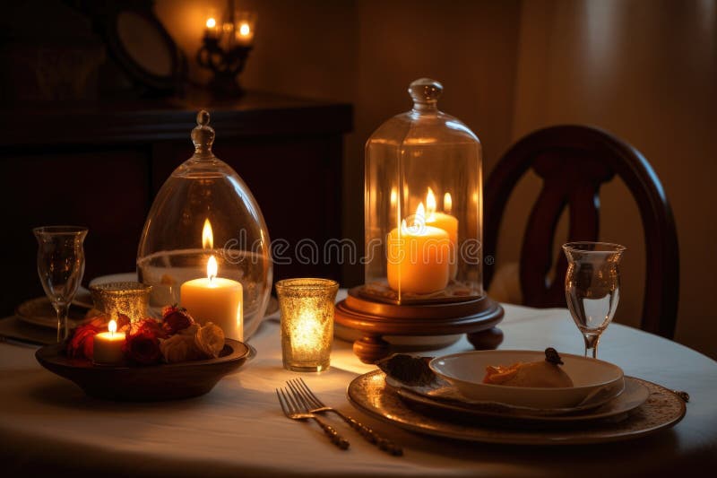 Flickering Candlelight Dinner for Two, Setting the Mood with Romantic ...