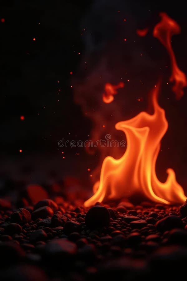 Flickering Firelight, Close Up Detail, Black Backdrop , Energy, Fire ...