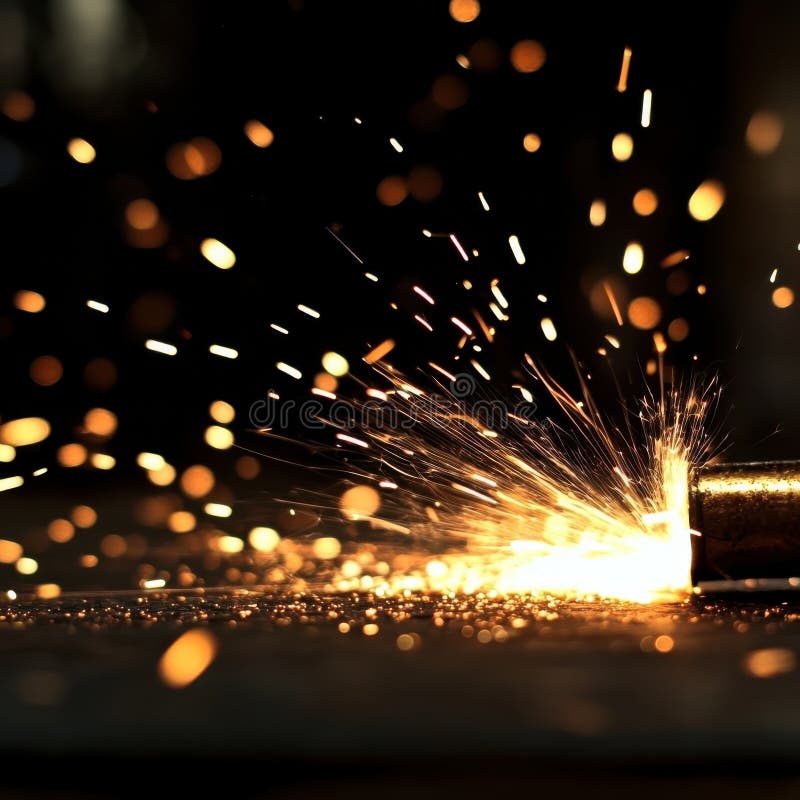 Flickering Light Isolated on Black Background with Spark Effects Stock ...