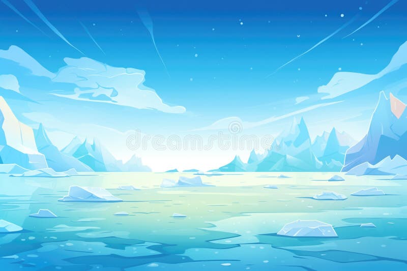 Flickering Northern Lights Above an Eerie Ice Field Stock Illustration ...