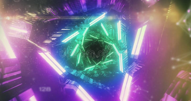 Flickering QR Code Against Glowing Tunnel Stock Illustration ...