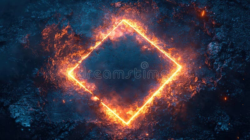 Flickering Square with Glowing Boundary Digital Art Abstract Dark ...