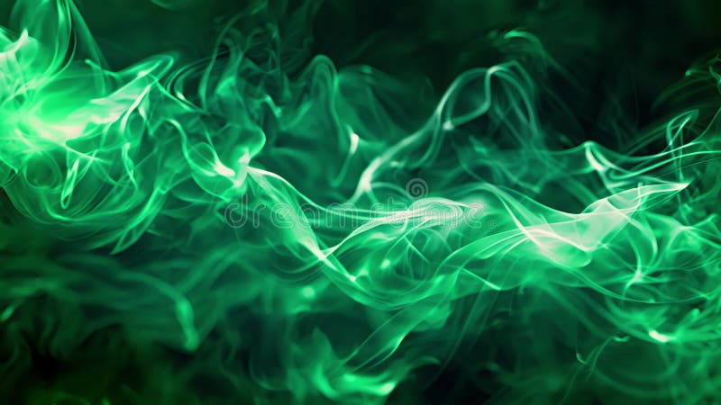 Flickering Tongues of Emerald Green Fire Weaving and Intertwining with ...