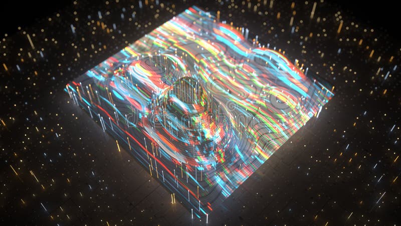 Glitch Wave Function Visualization 3D Render Illustration Stock ...