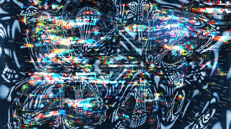 Glitch Wave Function Visualization 3D Render Illustration Stock ...