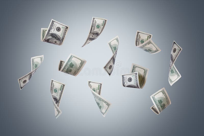 Dollar-Banknoten, Die Auf Geld-Bauernhof Und Um Erde Fallen Stockbild ...