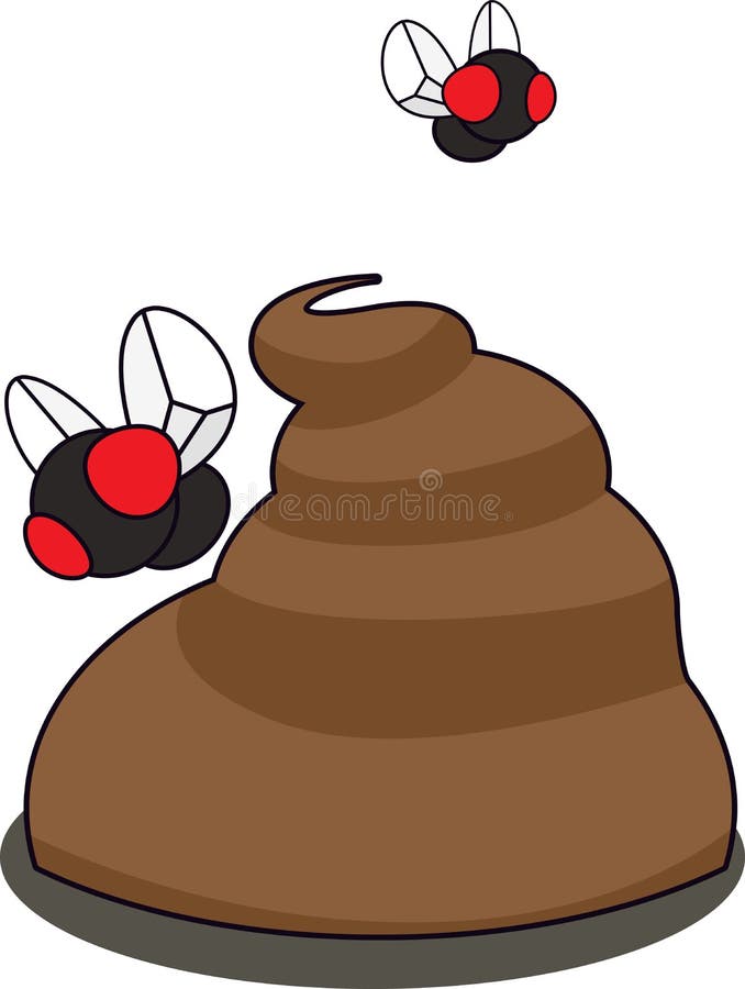 Flies Buzzing Around Poo Vector Illustration Stock Vector ...