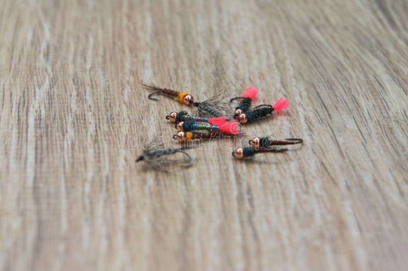 Flies for Fly Fishing. Freshwater Fishing. Stock Image - Image of ...