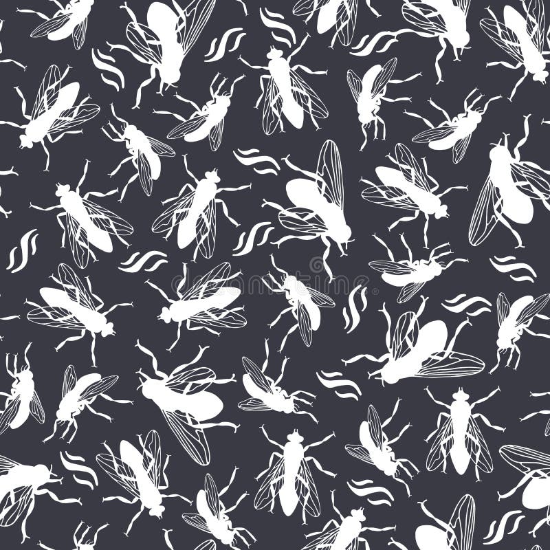 Flies, Seamless Pattern. Vector Illustration Stock Vector ...