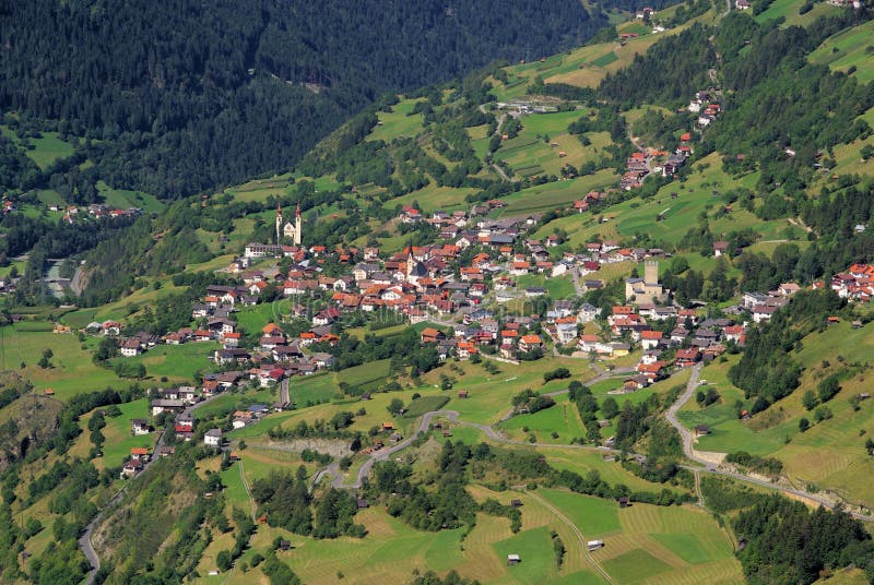 Austria, Tyrol, Fliess Village Stock Photo - Image of horizontal ...