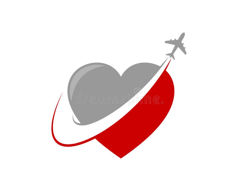 Flight Airplane on the Love Shape Stock Illustration - Illustration of ...