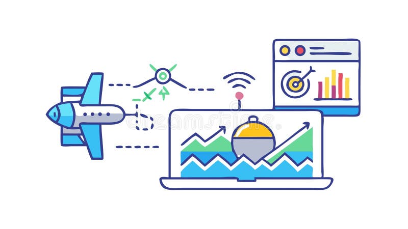 Flight Analytics on Laptop: Aviation Data Travel Tech, Vector Design ...