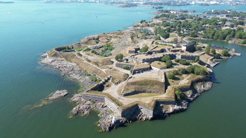Suomenlinna drone footage stock video. Video of high - 255875309