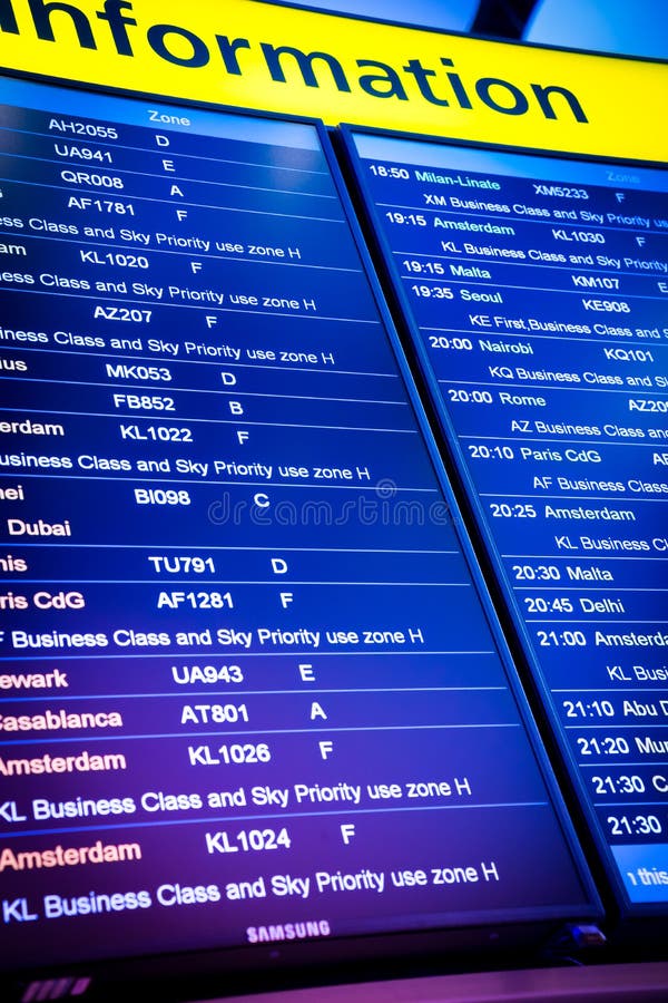 Flight Arrival and Departure Sign Board in Airport Stock Photo - Image ...