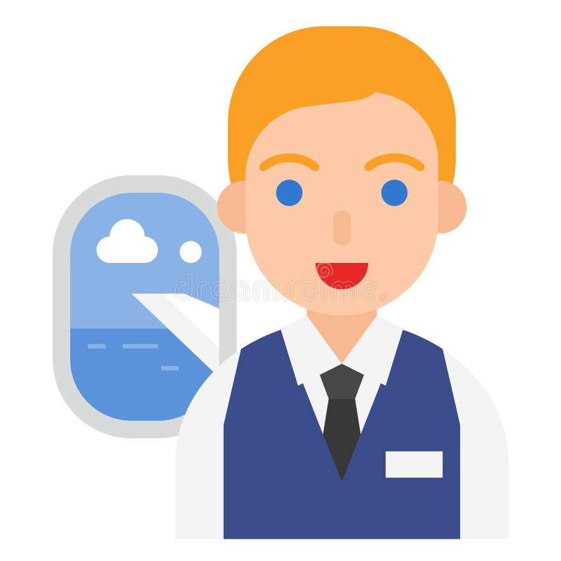 Flight Attendant Icon, Profession and Job Vector Illustration Stock ...